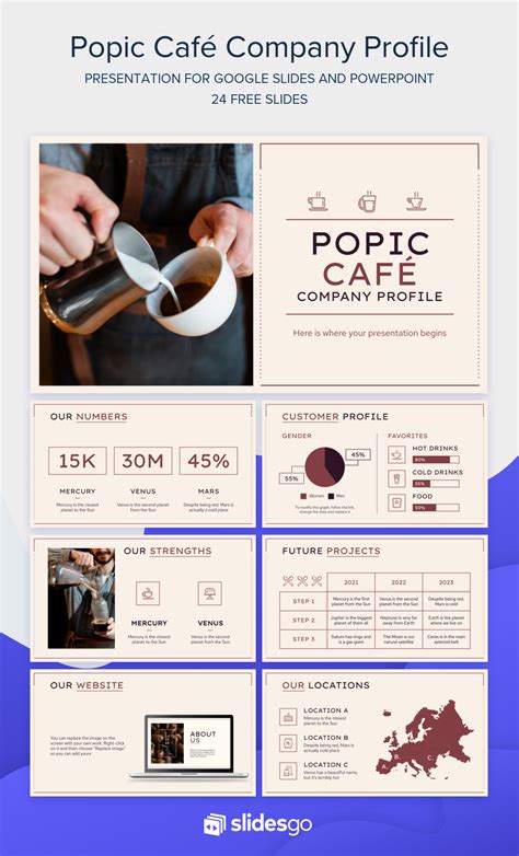 Popic Café Company Profile Google Slides PPT template Company