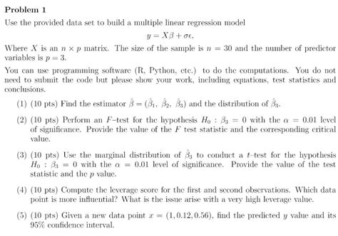 solved problem 1 use the provided data set to build a