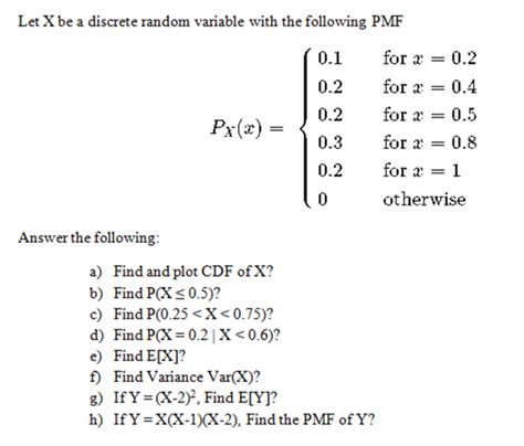 solved let x be a discrete random variable with the