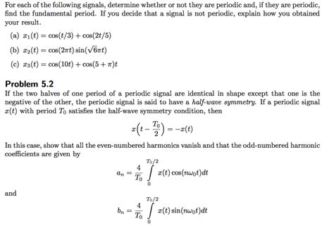 for each of the following signals determine whether