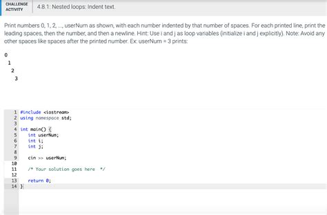 solved challenge activity4 8 1 nested loops indent text