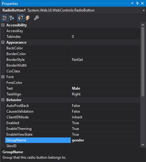 radiobutton in asp net how to construct a radiobutton in asp net