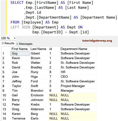 left join in sql