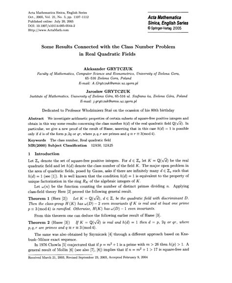 pdf some results connected with the class number problem in real quadratic fields