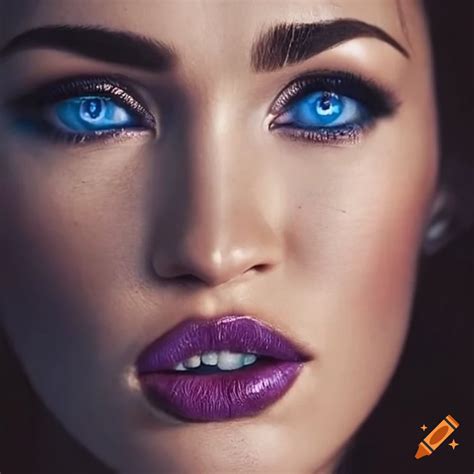 Portrait Of Megan Fox And Miley Cyrus With Blue Eyes On Craiyon