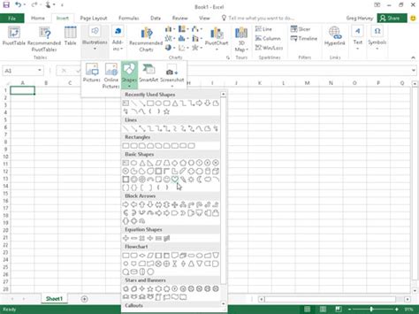 How To Add Preset Graphic Shapes In Excel 2016 Dummies