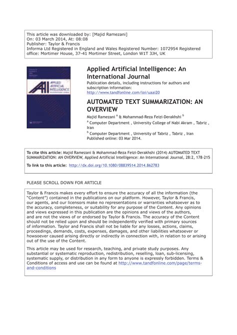 pdf automated text summarization an overview vol 28 pg 178 2014