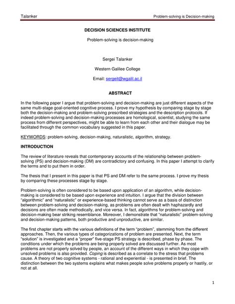 pdf problem solving is decision making