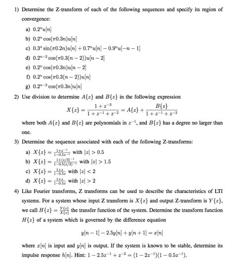 solved 1 determine the z transform of each of the following