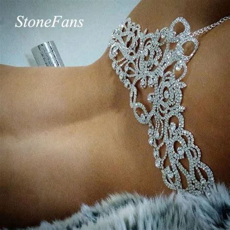 Stonefans Sexy Bikini Thong Crystal Body Chain Jewelry For Women Flower Hollow Underwear Chain