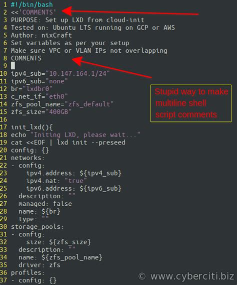línea de comentario de bash en el archivo linuxteaching