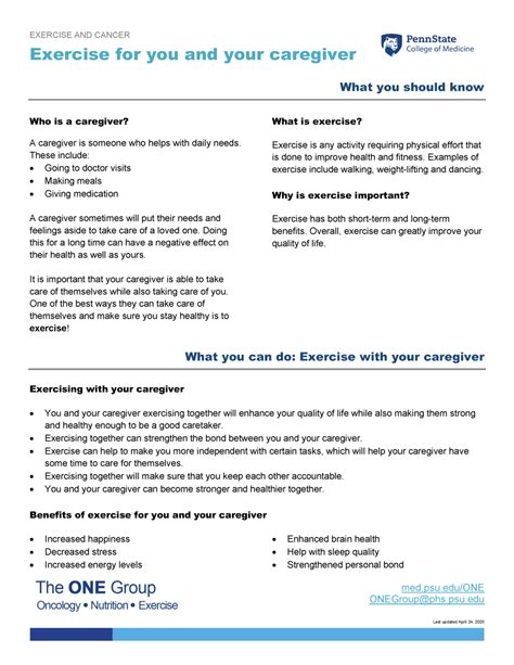 Exercise For You And Your Caregiver Penn State College Of Medicine Research