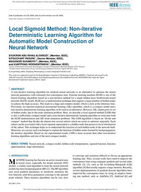 pdf local sigmoid method non iterative deterministic learning algorithm for automatic model