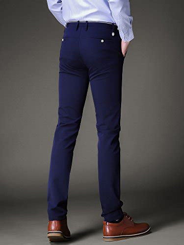 Inflation Mens Wrinkle Free Slim Tapered Stretch Casual Pantsflat Front Suit Pants Frenzystyle