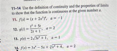 solved 11 14 use the definition of continuity and the