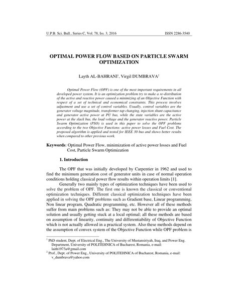 pdf optimal power flow based on particle swarm optimization