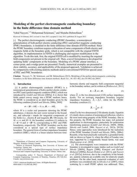 pdf modeling of perfect electromagnetic conducting boundary in the finite difference time