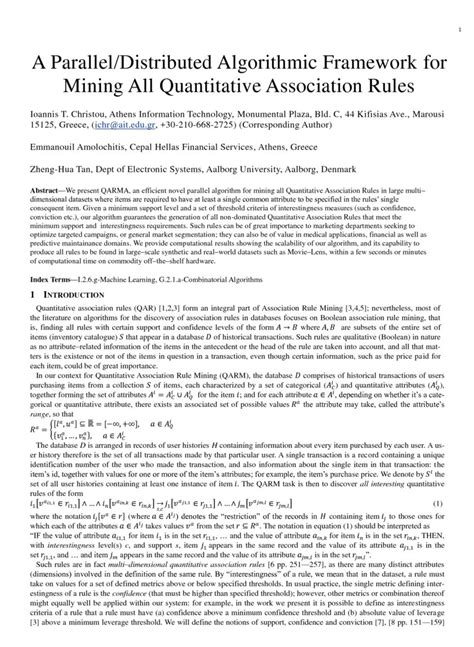 a parallel distributed algorithmic framework for mining all quantitative association rules deepai