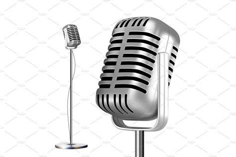 Retro Metal Microphone With Stand MasterBundles