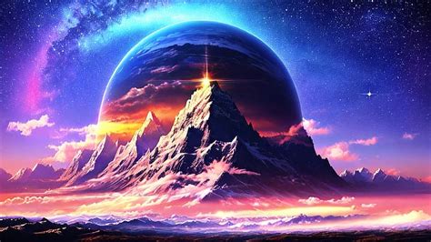 Stable Diffusion 4K AI art paisagem montanhas espaço planeta