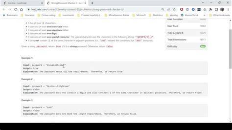 leetcode biweekly contest 80 strong password checker ii youtube