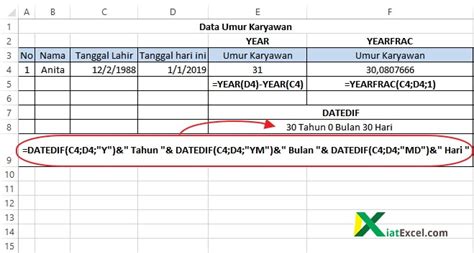 Rumus Untuk Menghitung Umur Di Excel