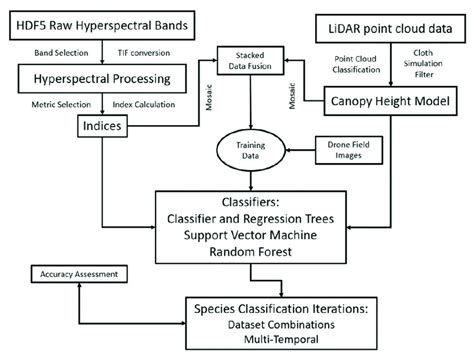 methodology flowchart hyperspectral and lidar processing data fusion download scientific