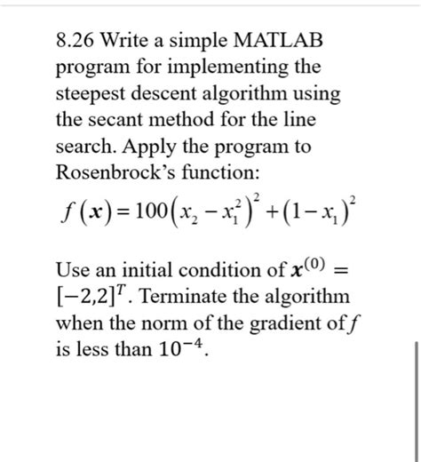 solved 8 26 write a simple matlab program for implementing