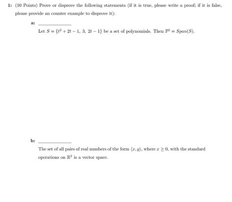 solved 1 10 points prove or disprove the following
