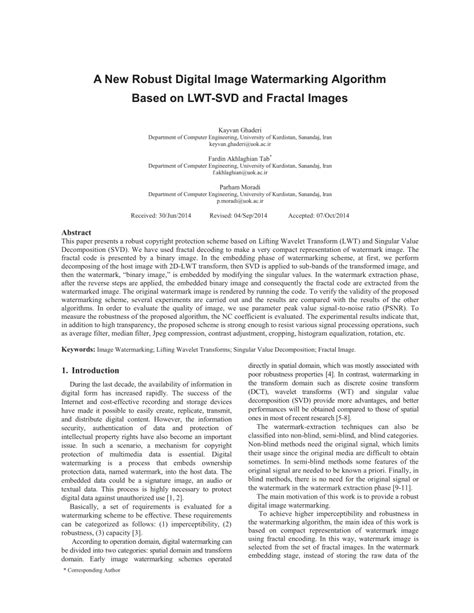 pdf a new robust digital image watermarking algorithm based on lwt svd and fractal images
