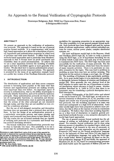 an approach to the formal verification of cryptographic protocols proceedings of the 3rd acm