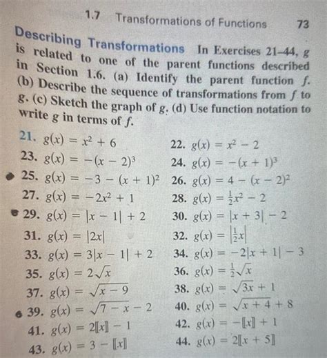 solved describing transformations in exercises 21−44 g is