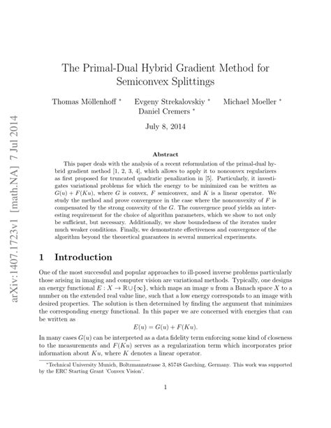 pdf the primal dual hybrid gradient method for semiconvex splittings
