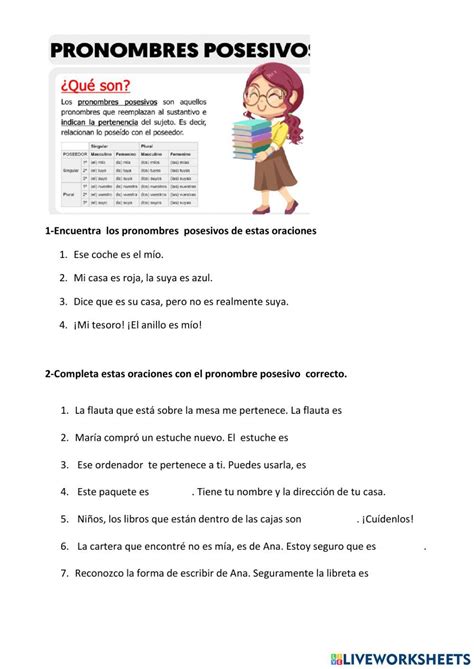 Actividad Interactiva De Pronombres Posesivos Para Ciclo Superior