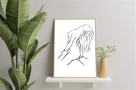Erotic Nude Art Nude Line Drawing Sensual Minimal Modern Art Couple Sex Art Digital