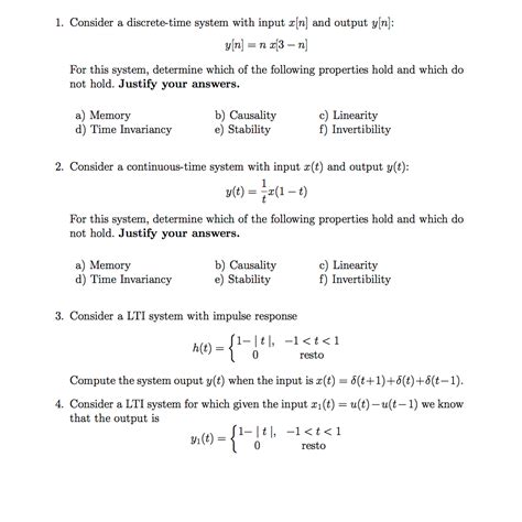 solved 1 consider a discrete time system with input n and