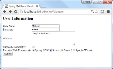 spring mvc checkboxes 学习spring mvc wiki教程