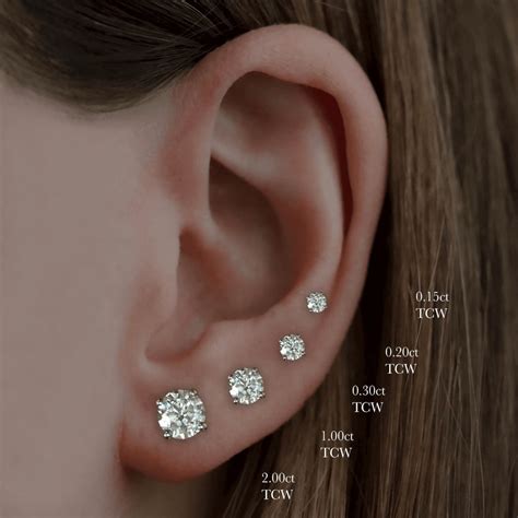 Round Brilliant Cut Diamond Stud Earrings 0 20ct 2 00ct