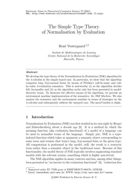 pdf the simple type theory of normalisation by evaluation