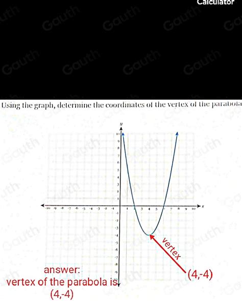 solved using the graph determine the coordinates of the vertex of the parabola [algebra]