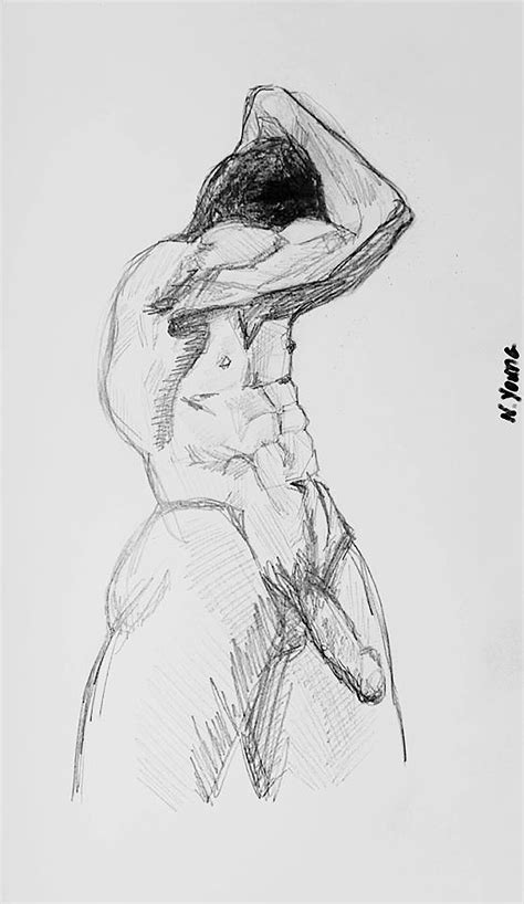 Pencil Drawing Sketch Male Nude And Leio Drawing By Hongtao Huang