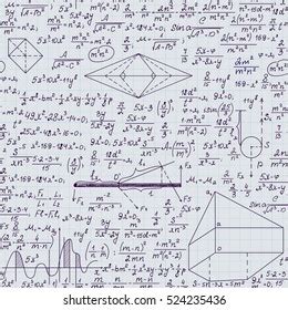 Mathematics Vector Seamless Pattern Handwritten Algebra Stock Vector