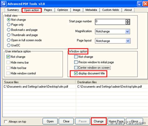 display the pdf title in the title bar of pdf reader by using the advanced pdf tools verypdf