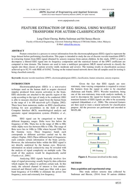 pdf feature extraction of eeg signal using wavelet transform for autism classification