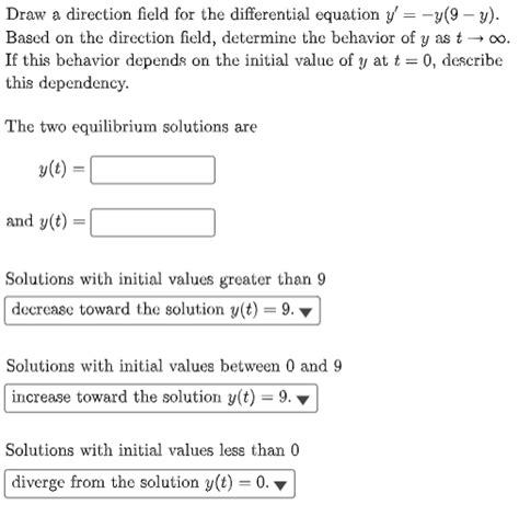 solved draw a direction field for the differential equation