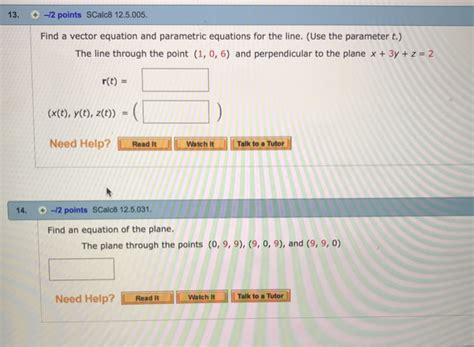 solved 13 2 points scalc8 12 5 005 find a vector equation