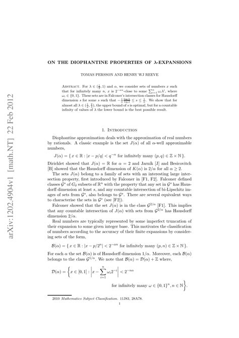 pdf on the diophantine properties of λ expansions