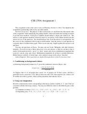 Hw1 Pdf CSE 250A Assignment 1 This Assignment Is Due At The Start Of
