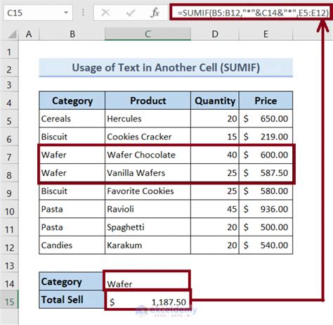 how to sum if cell contains specific text in excel 6 ways exceldemy