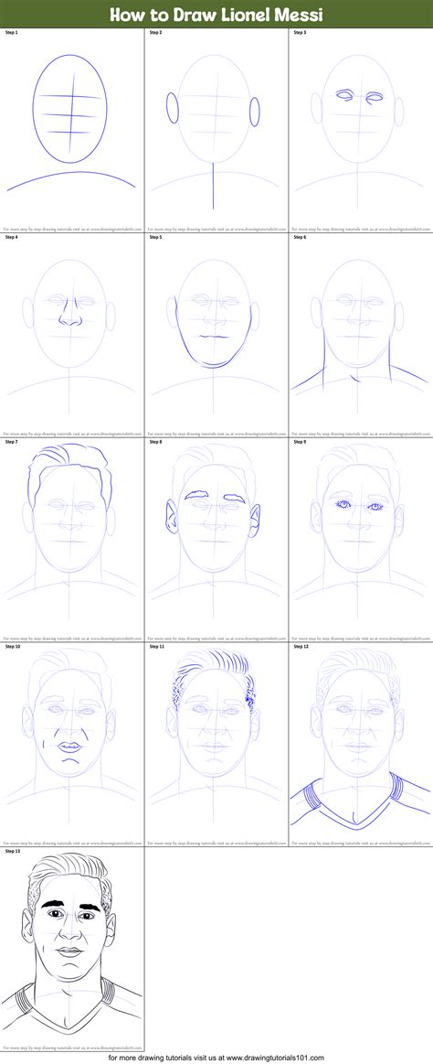 How To Draw Lionel Messi Printable Step By Step Drawing Sheet